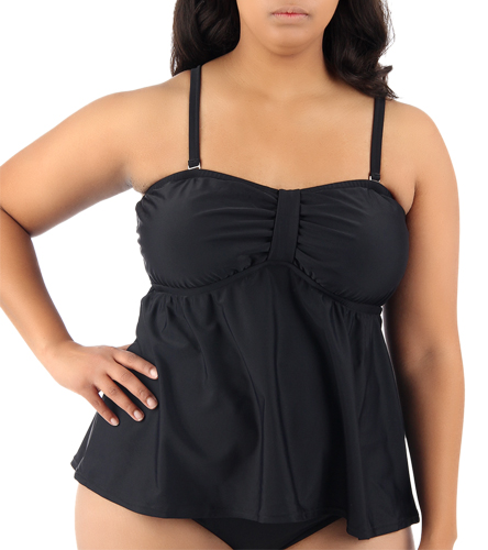 Sunsets Black Plus Size Bandeau Tankini Top at SwimOutlet.com - Free ...
